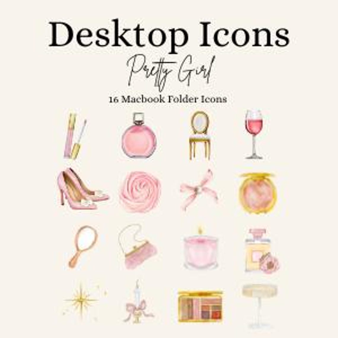 Pretty Girl MacBook Folder Icons: Desktop Organizer (PNG, Digital ...