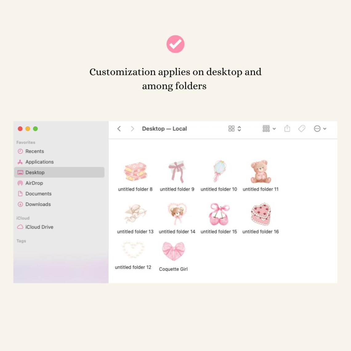 Coquette Girl MacBook Folder Icons: Pink Desktop Organizer (PNG) - Etsy