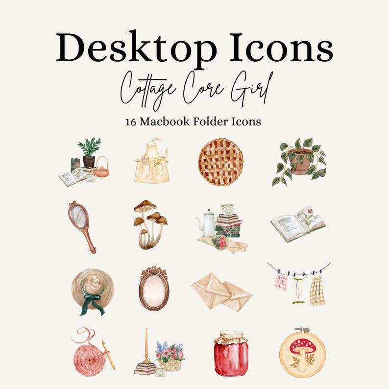 Cottagecore MacBook Folder Icons: Desktop Organizer (PNG Icons) - Etsy