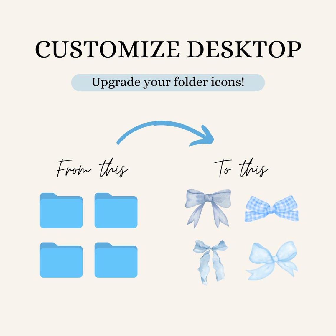 Blue Bows MacBook Folder Icons: Desktop Organizer (PNG Icons) - Etsy