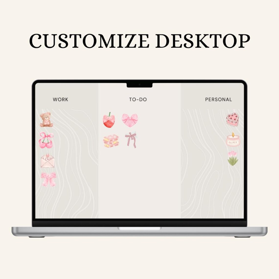Coquette Girl MacBook Folder Icons: Pink Desktop Organizer (PNG) - Etsy