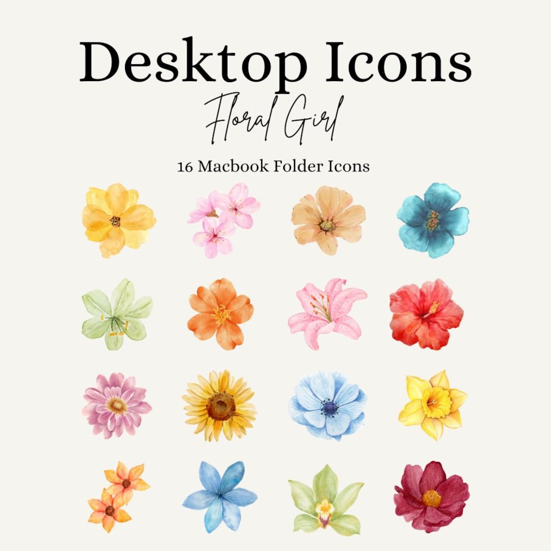 Floral MacBook Folder Icons: Modern Desktop Organizer (PNG) - Etsy