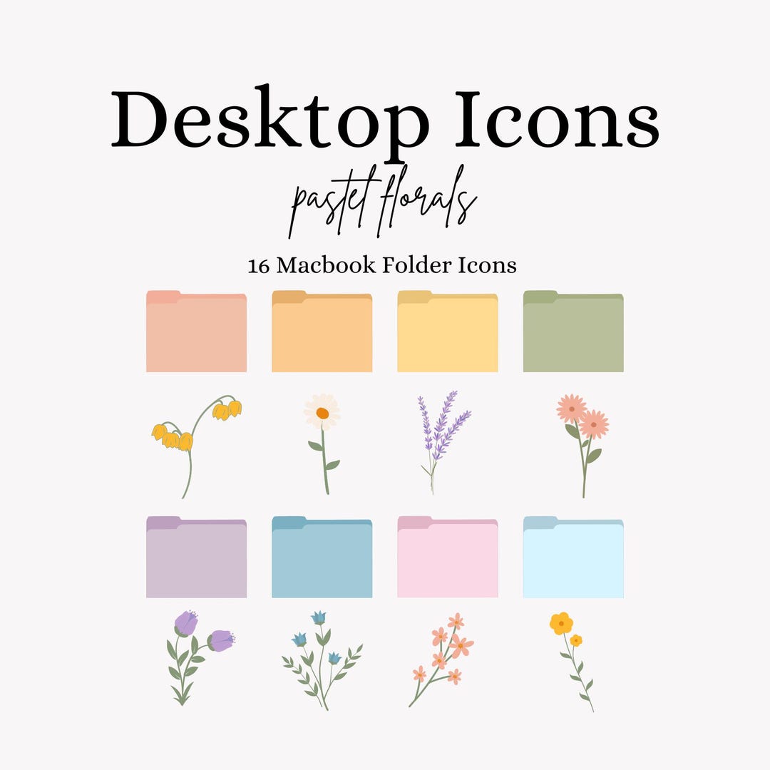 Pastel Floral Desktop Folder Icons: Mac/macbook (digital Download) - Etsy