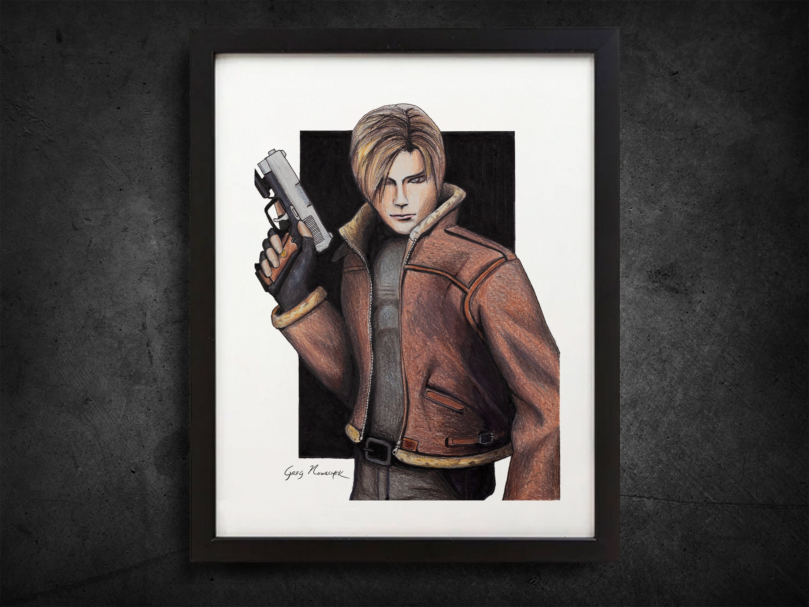 Original Leon Kennedy Drawing Resident Evil 4 Hand-drawn - Etsy