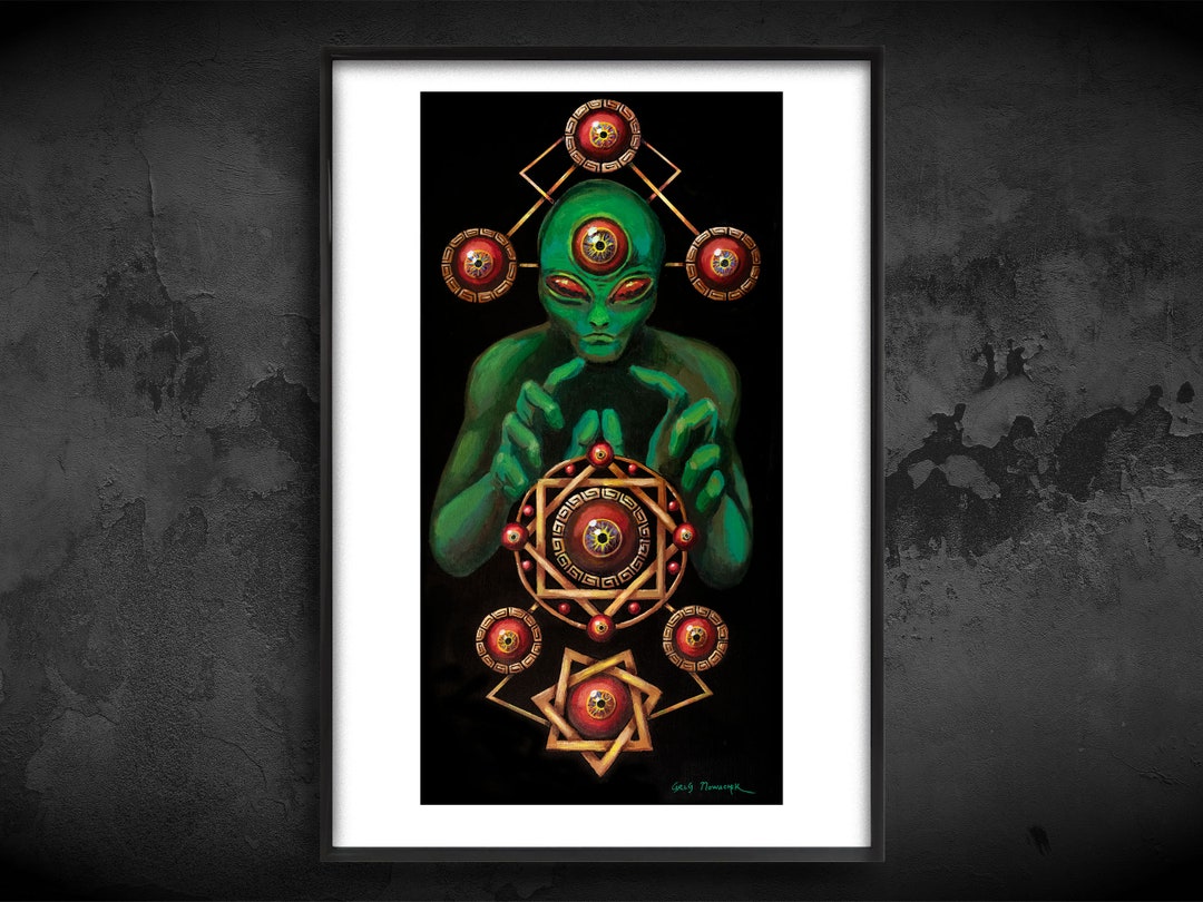 Limited Edition: the Watcher Sacred Geometry Alien Print - Etsy