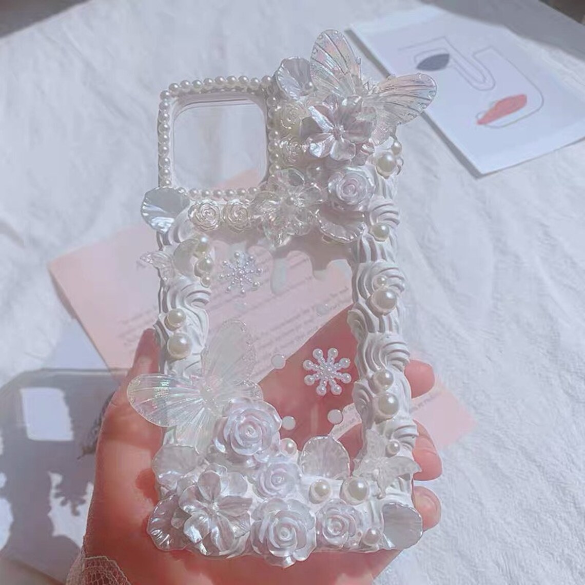 Butterfly Baroque Phone Case Pearl Vintage Phone Case - Etsy