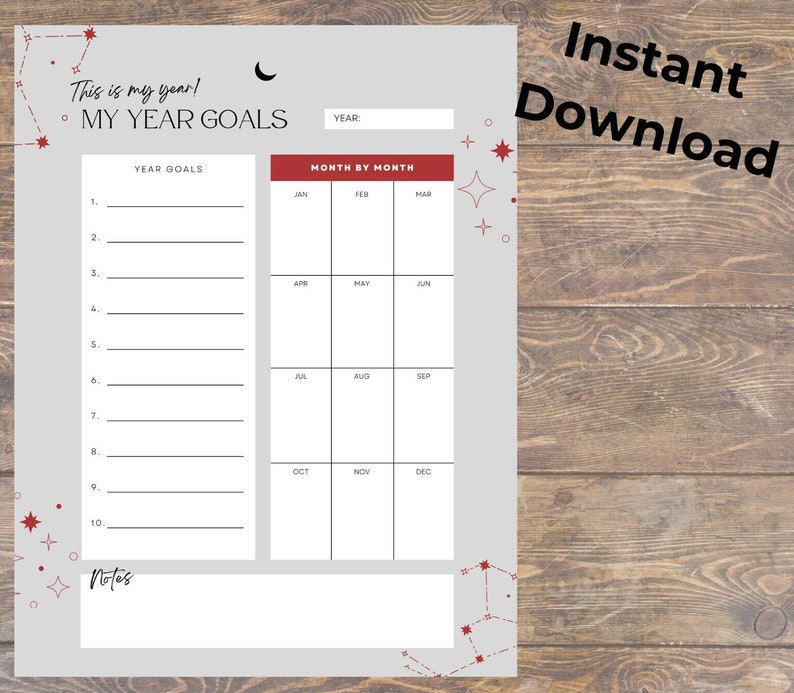 2024 New Years Resolutions Printable New Year Goals List New - Etsy