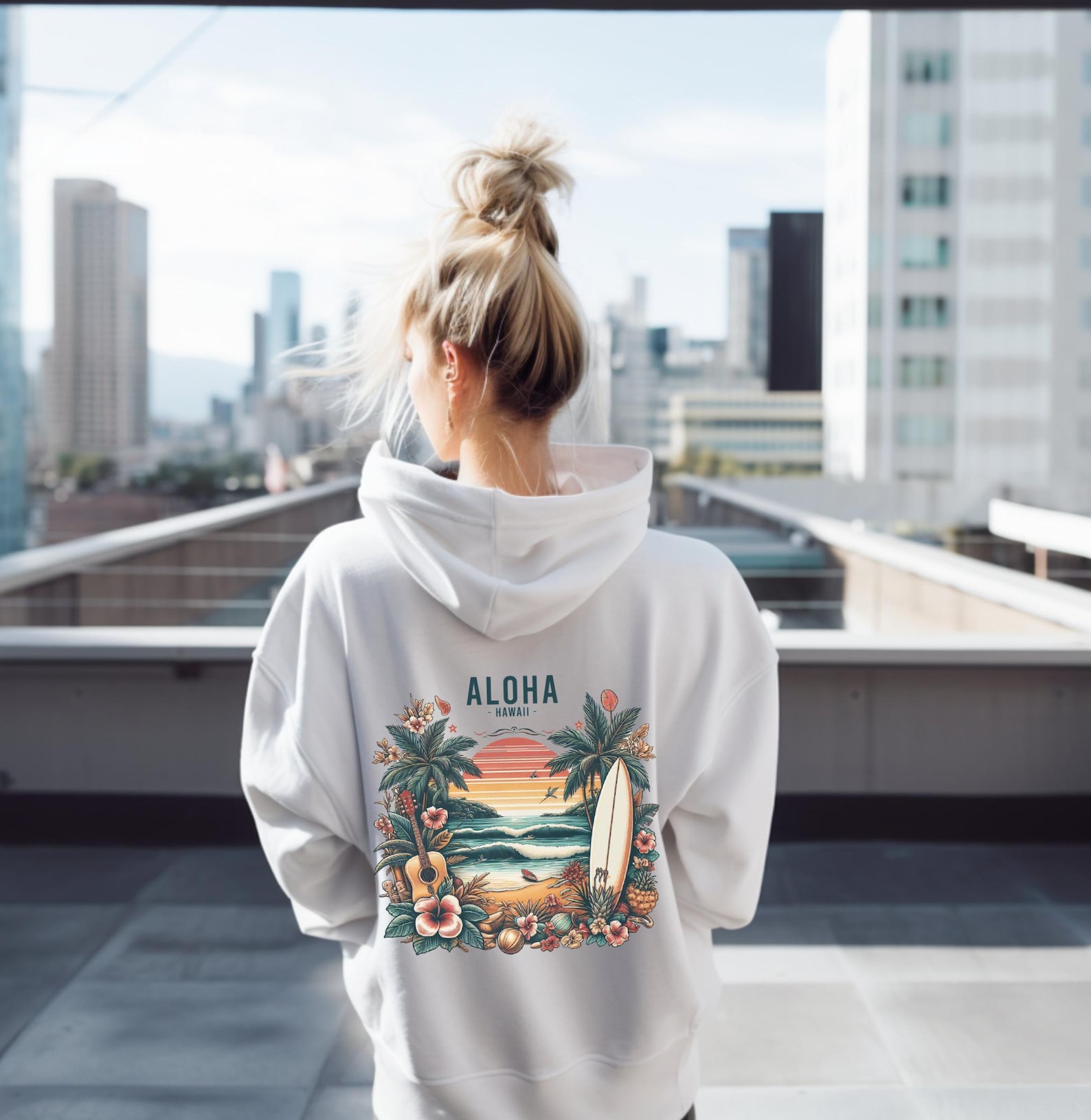 Aloha Hawaii Hoodie: Beachy Coastal Sweatshirt, Oversized Tropical ...