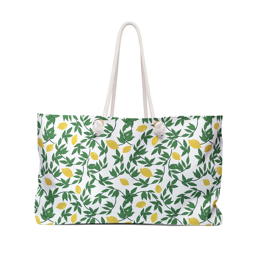 Lemon Tote Bag Fruit Bag Weekender Lemon Beach Tote Fruit Oversized Bag ...
