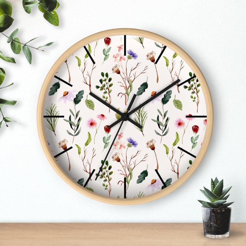 Floral Wall Clock: Boho Wildflower Botanical Home Decor - Etsy