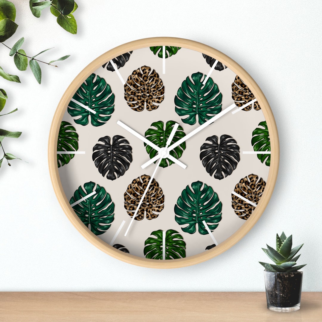 Tropical Wall Clock Modern Clock Retro Clock Wood Wall Clock Palm ...