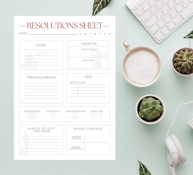 2024 New Years Resolutions Printable New Year Goals List New - Etsy