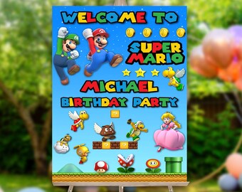 Mario Brothers Sign, Personalized Birthday Welcome Sign, Mario Bros ...