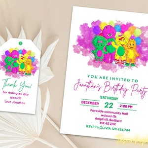 Invitación de cumpleaños de Barney / Fiesta de cumpleaños de Barney ...