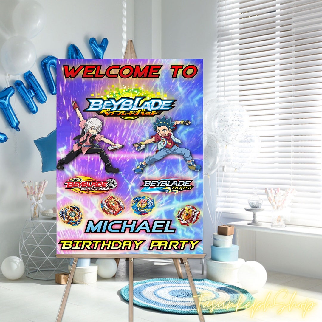 Printable Beyblade Birthday Welcome Sign, Birthday Welcome Sign ...