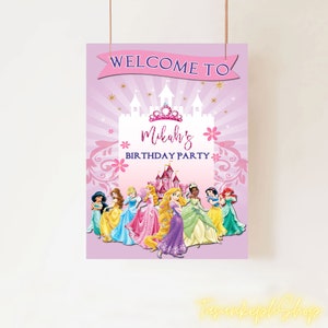 Editable Princess Party Sign Template, Princess Birthday Sign, Princess ...