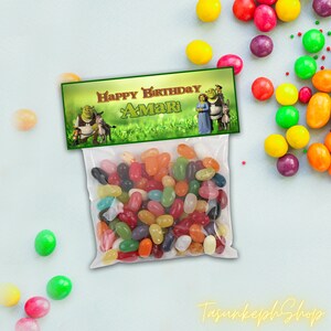 Printable Personalized Shrek Birthday Candy Bag Topper, Shrek Party ...