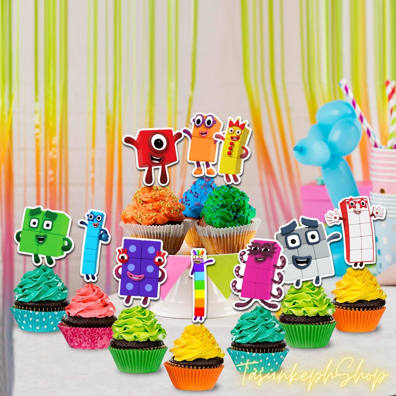Numberblocks Cupcake Toppers, fiesta de cumpleaños de Numberblocks ...