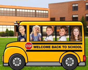 Blue School Bus Printable Photo Booth Frame Red Bus Photo Booth Frame ...