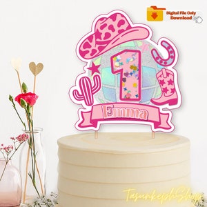 Printable Rodeo Cake Topper Pink Disco, First Rodeo Birthday Girl ...
