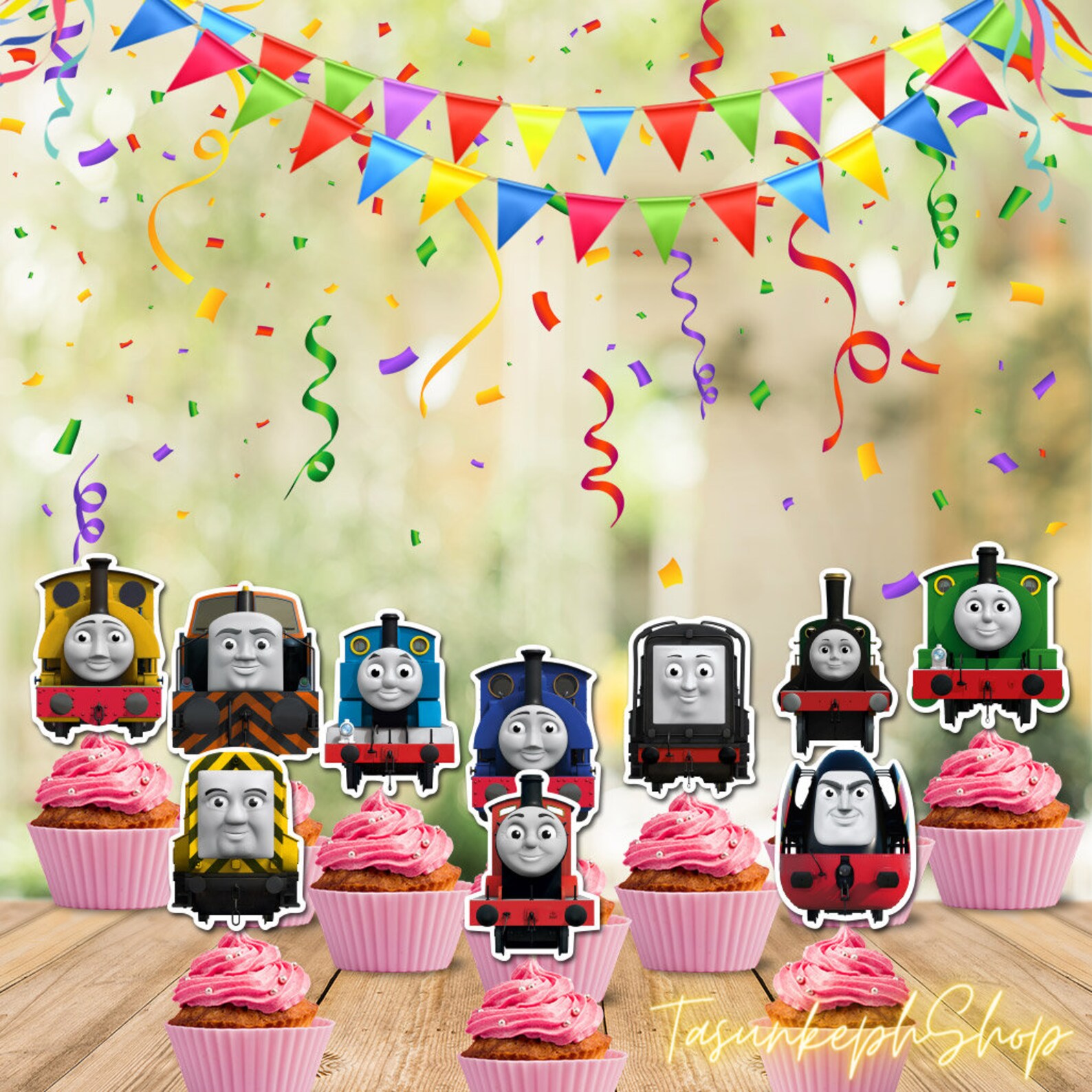 Thomas Train Cupcake Toppers, Thomas Train Birthday Party, Thomas Train ...