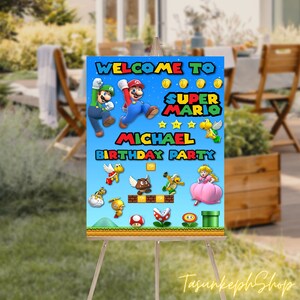 Personalized Mario Welcome Sign, Super Mario Birthday Welcome Sign ...