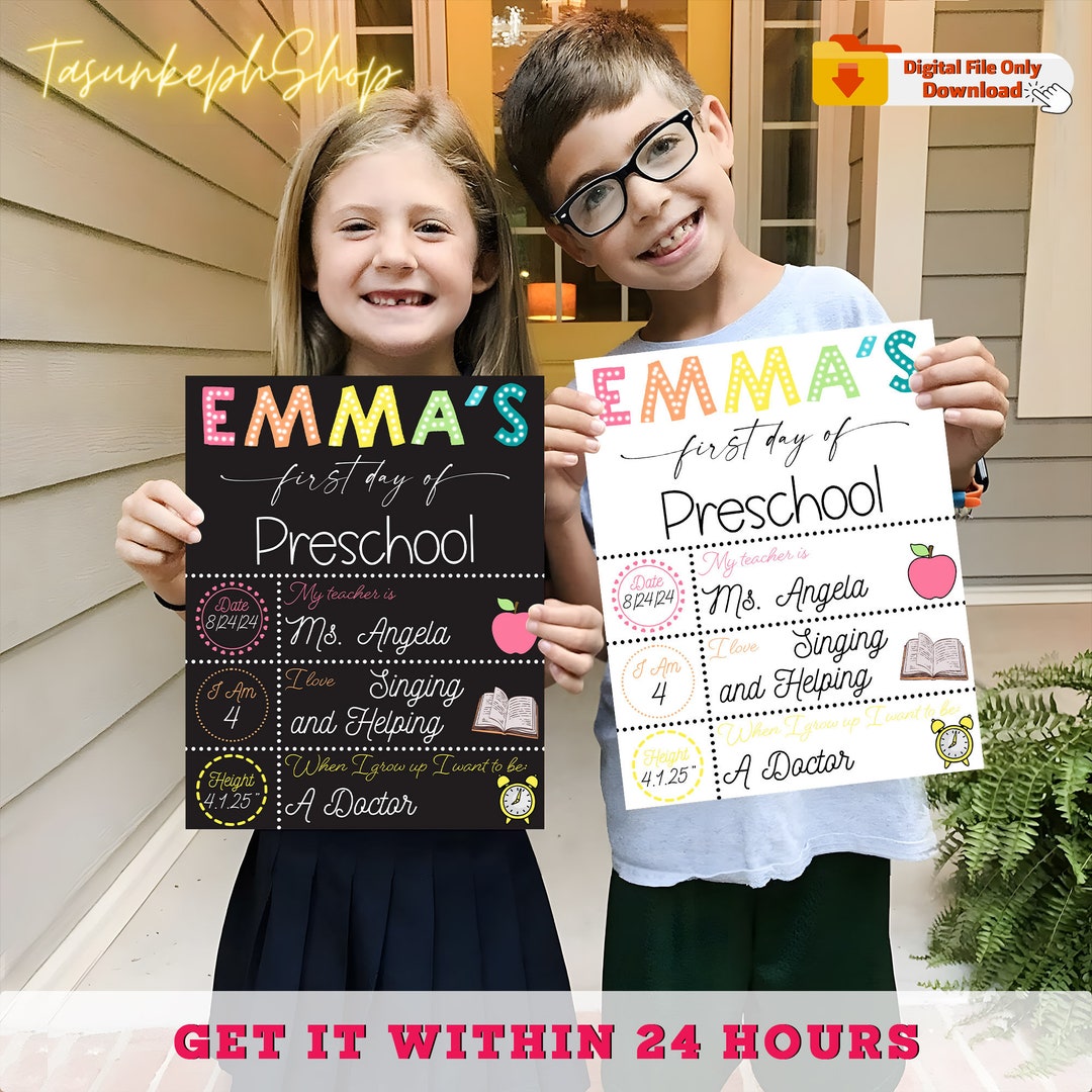 Printable Back to School Sign, First Day of School Sign Editable, Gift ...