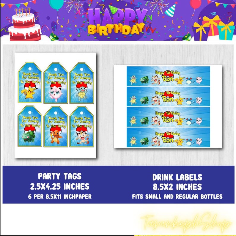 Printable Personalized Pokemon Party Supplies Party Kit - Etsy