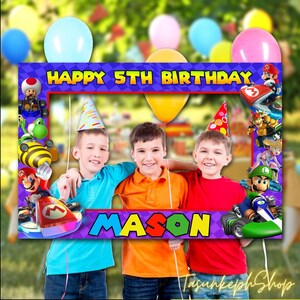 Mario Kart Photo Booth Frame, Mario Kart Birthday Frame, Mario Kart ...