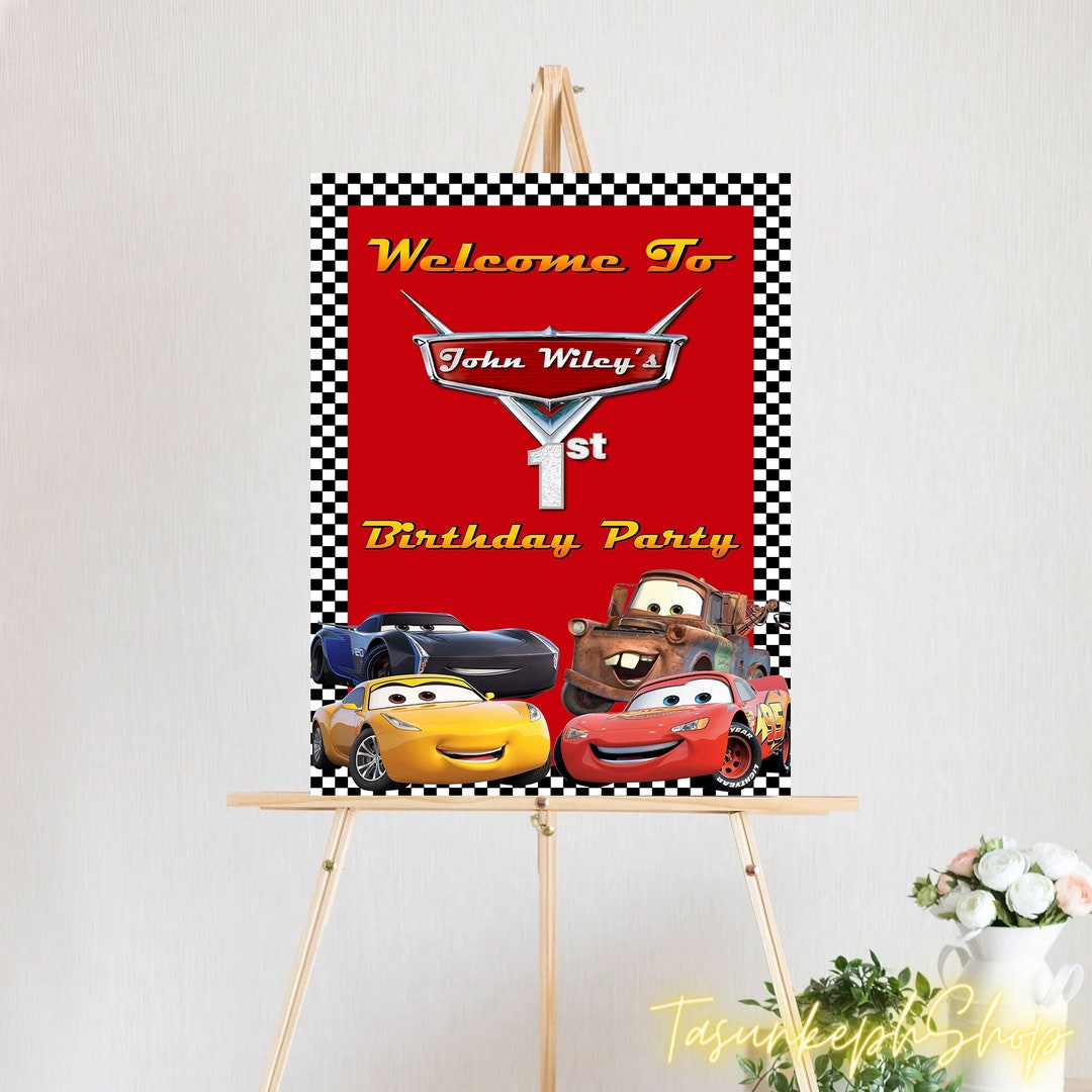 Race Car Birthday Welcome Sign, Digital Download, Boy Birthday Welcome ...