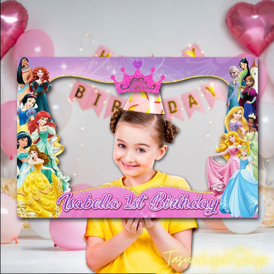 Princess Photo Booth Frame, Princess Birthday Frame, Princess Backdrop ...