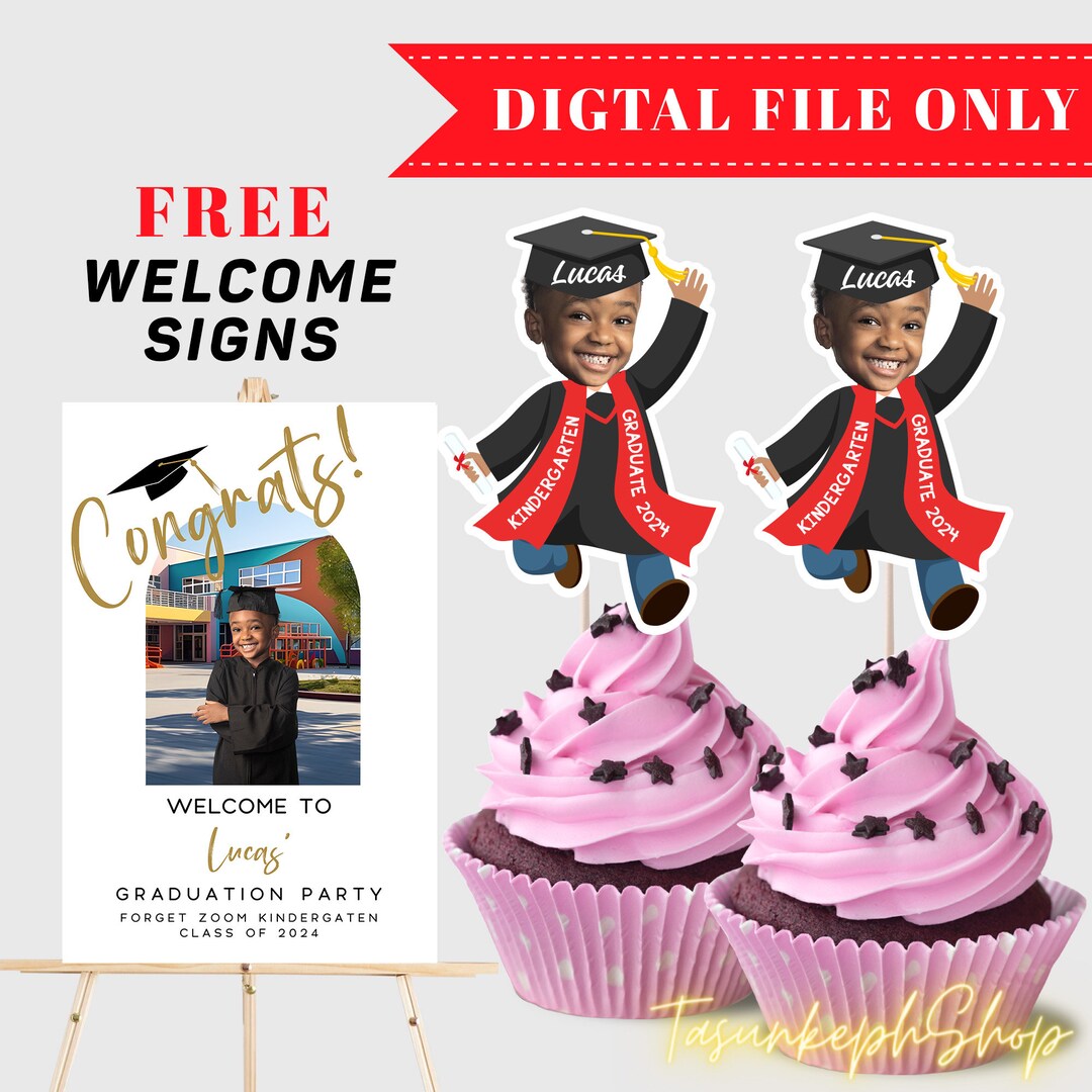 Printable 4th Grade Graduation Cupcake Toppers Kids With Photo Class of ...