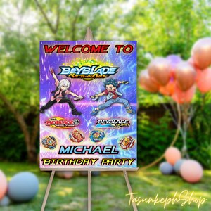 Printable Beyblade Birthday Welcome Sign, Birthday Welcome Sign ...