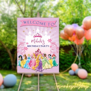 Editable Princess Party Sign Template, Princess Birthday Sign, Princess ...