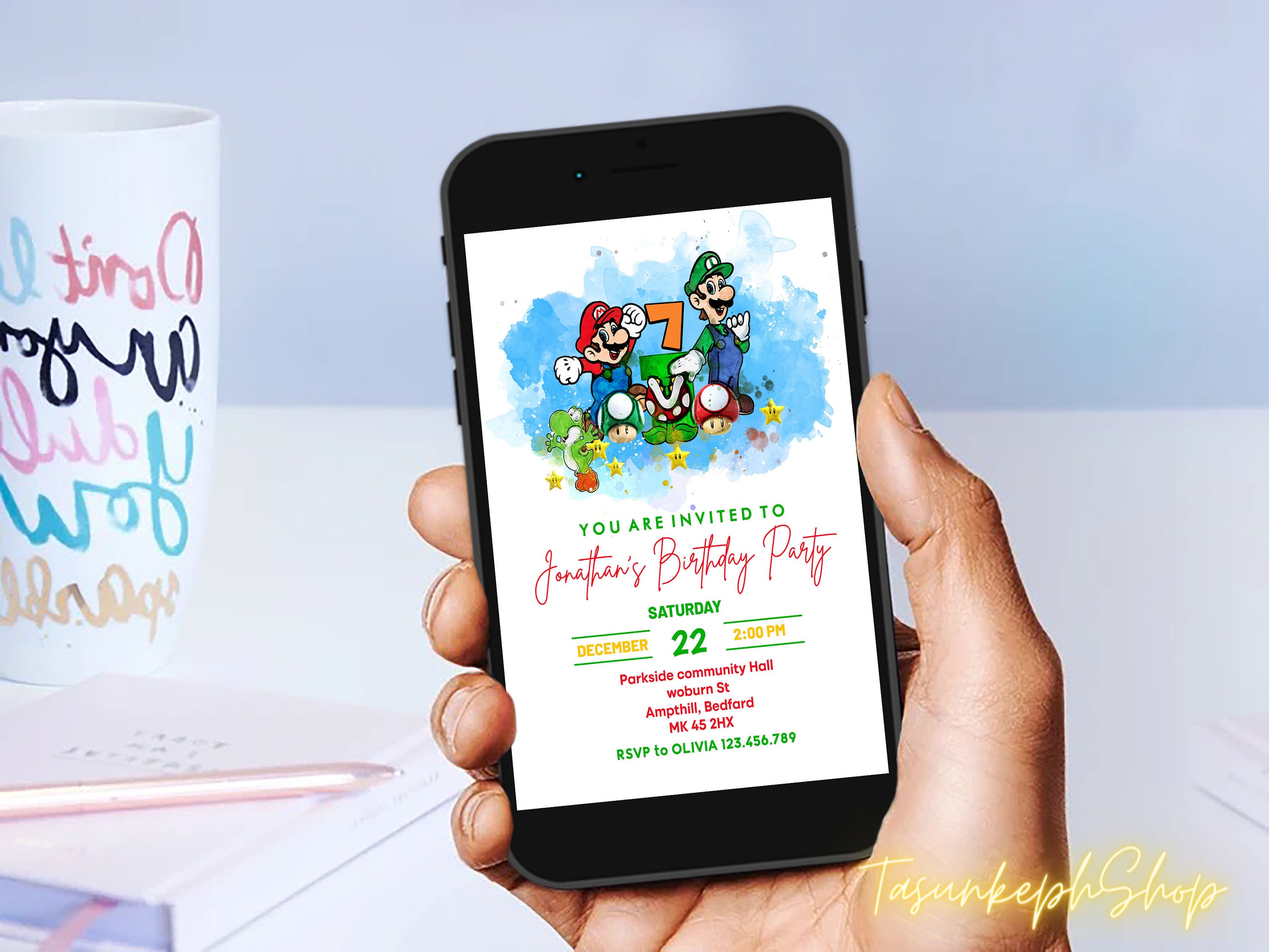 Printable Personalized Super Mario Invitation Mario Bros - Etsy