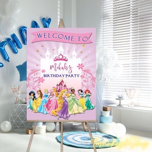 Editable Princess Party Sign Template, Princess Birthday Sign, Princess ...
