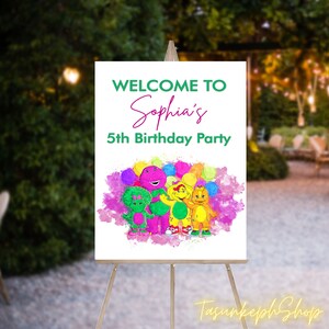 Barney Birthday Welcome Sign, Birthday Party Welcome Sign, Birthday ...