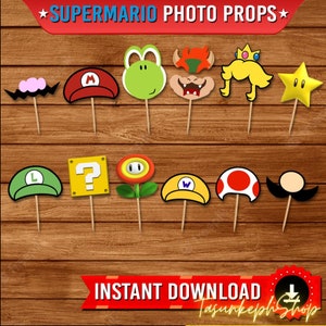 Printable Super Mario Photo Props Party,printable Super Mario Cake ...