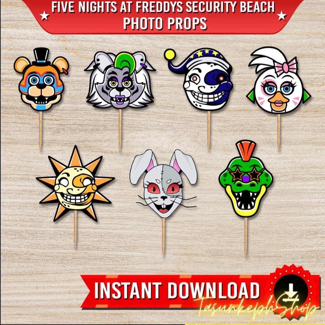 Printable Five Nights at Freddys Security Beach Cake Topper, Birthday ...