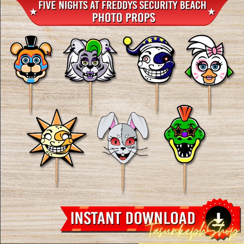 Printable Five Nights at Freddys Security Beach Cake Topper - Etsy