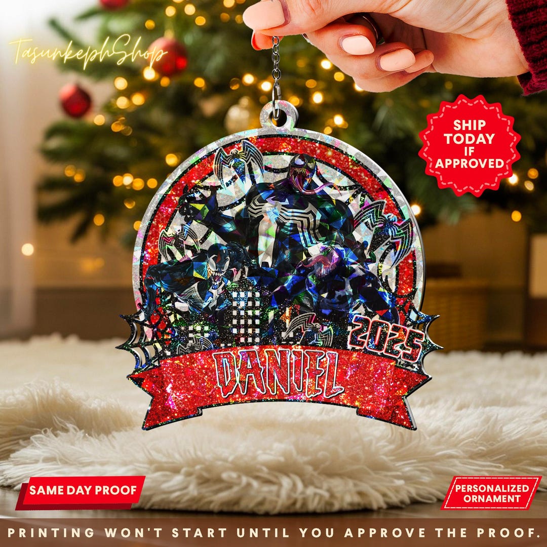 Personalized Venom Hologram Christmas Ornament, Custom Name Suncatcher ...