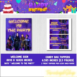 Printable Personalized Decendents Party Supplies, Descendants Birthday ...