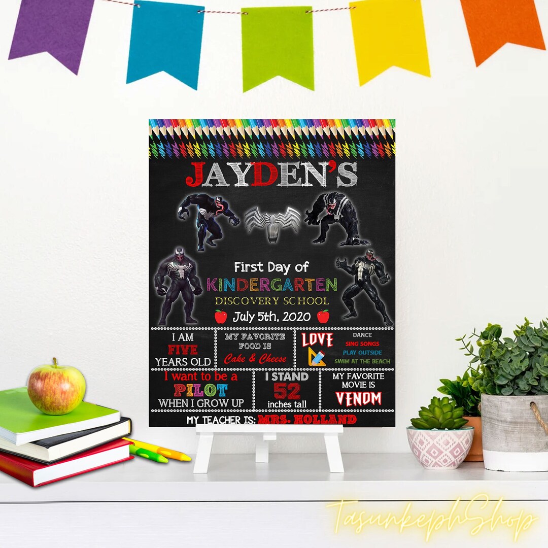 Venom Birthday Welcome Sign, Personalized Chalkboard Sign, Venom ...