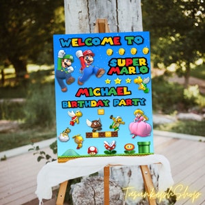 Personalized Mario Welcome Sign, Super Mario Birthday Welcome Sign ...