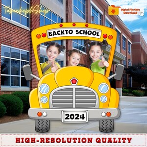 Printable School Bus Photo Booth, Back to School Selfie Frame, School ...