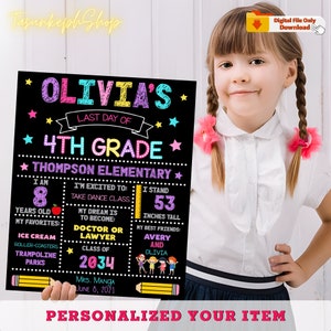 Printable Chalkboard Back to School Sign, My First Day of Kindergarten ...