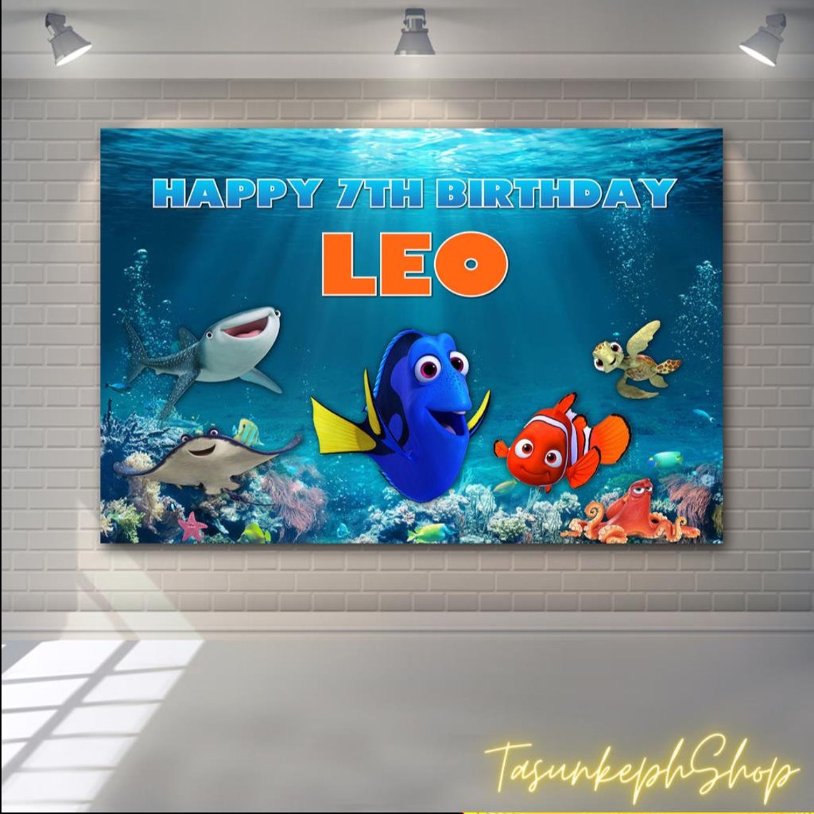 Printable Finding Nemo Birthday Backdrop Finding Nemo Banner - Etsy