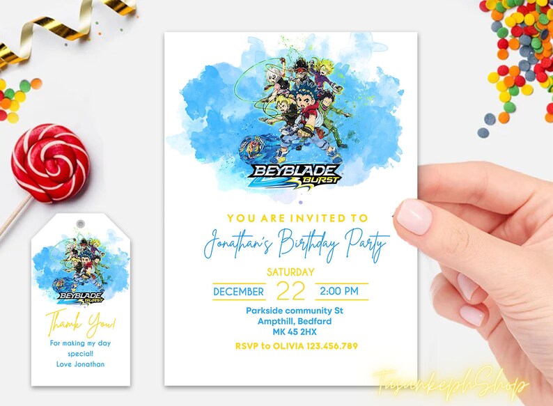 Beyblade Invitation Digital Kids Party Invitation Baby - Etsy