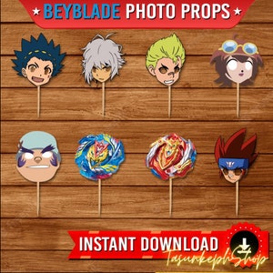 Printable Beyblade Photo Props Party, Printable Beyblade Cake Topper ...