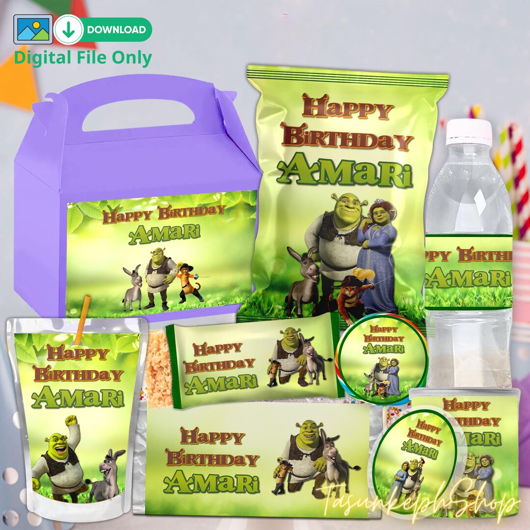 Shrek Birthday Party Printables Bundle: Custom Favor Tags (digital ...
